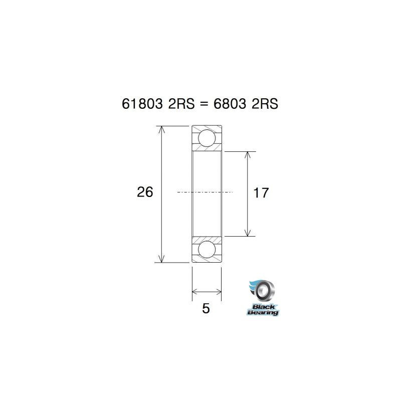 BLACK BEARING B5 roulement 61803-2RS / 6803-2RS
