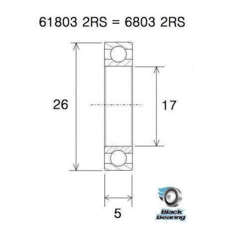 Roulement à billes BLACK BEARING B3 6803 2RS vendu à l'unité ...